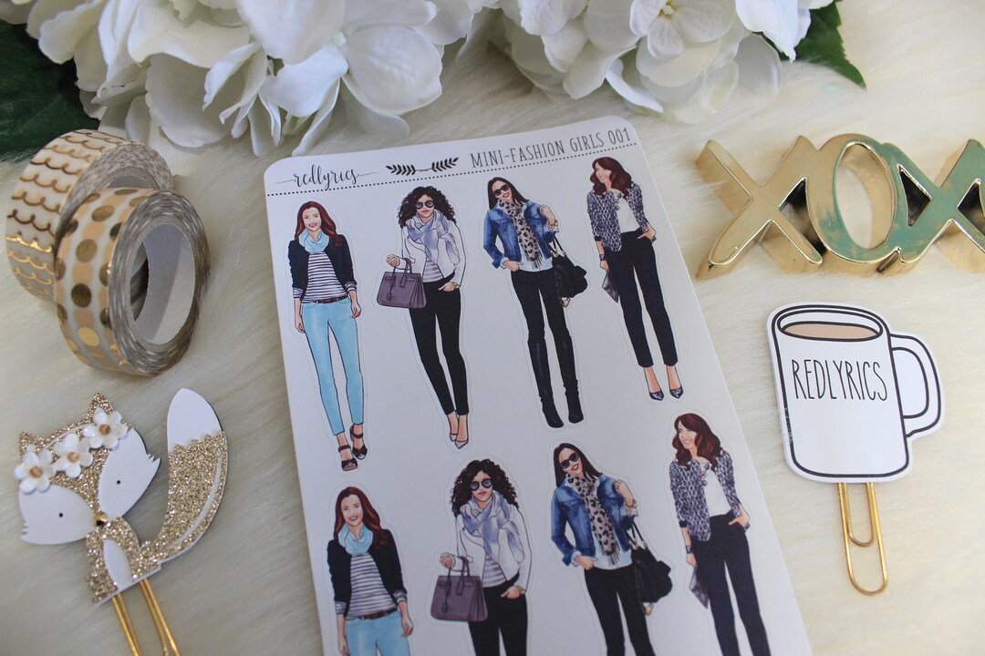 Mini Fashion Girls 001, Fashion Stickers, Planner Decor - Etsy