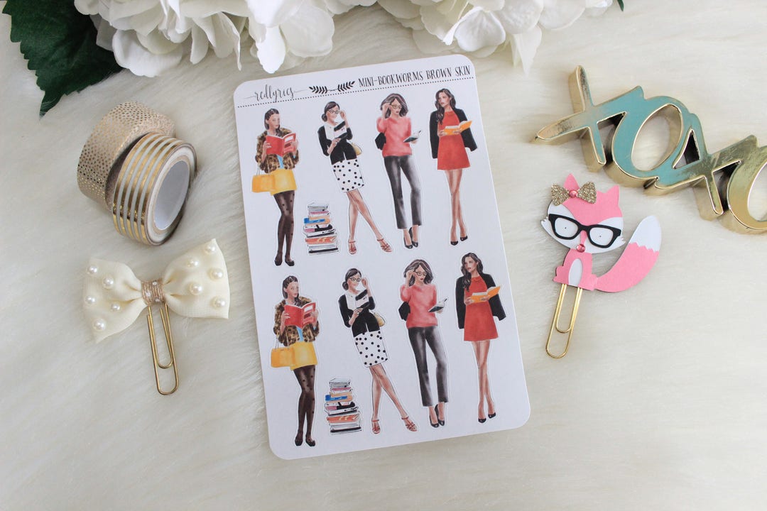 Mini Bookworms, Brown Skin, Fashion Girls - Etsy
