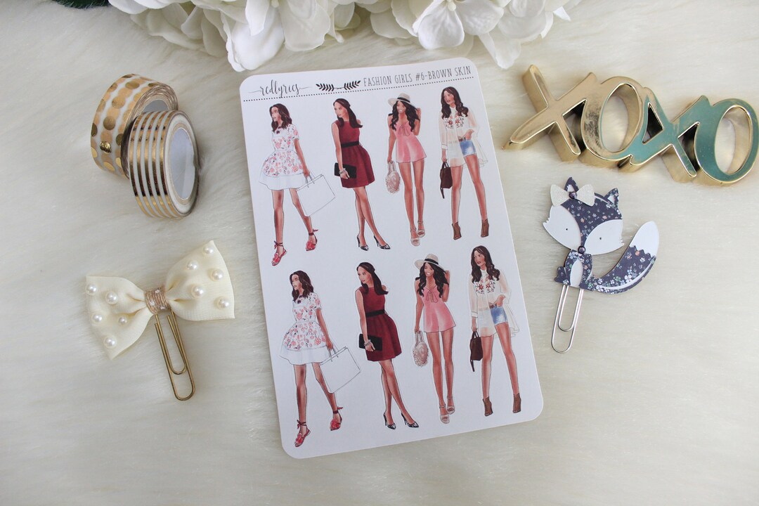 Mini Fashion Girls #6, Brown Skin, Fashion Stickers - Etsy