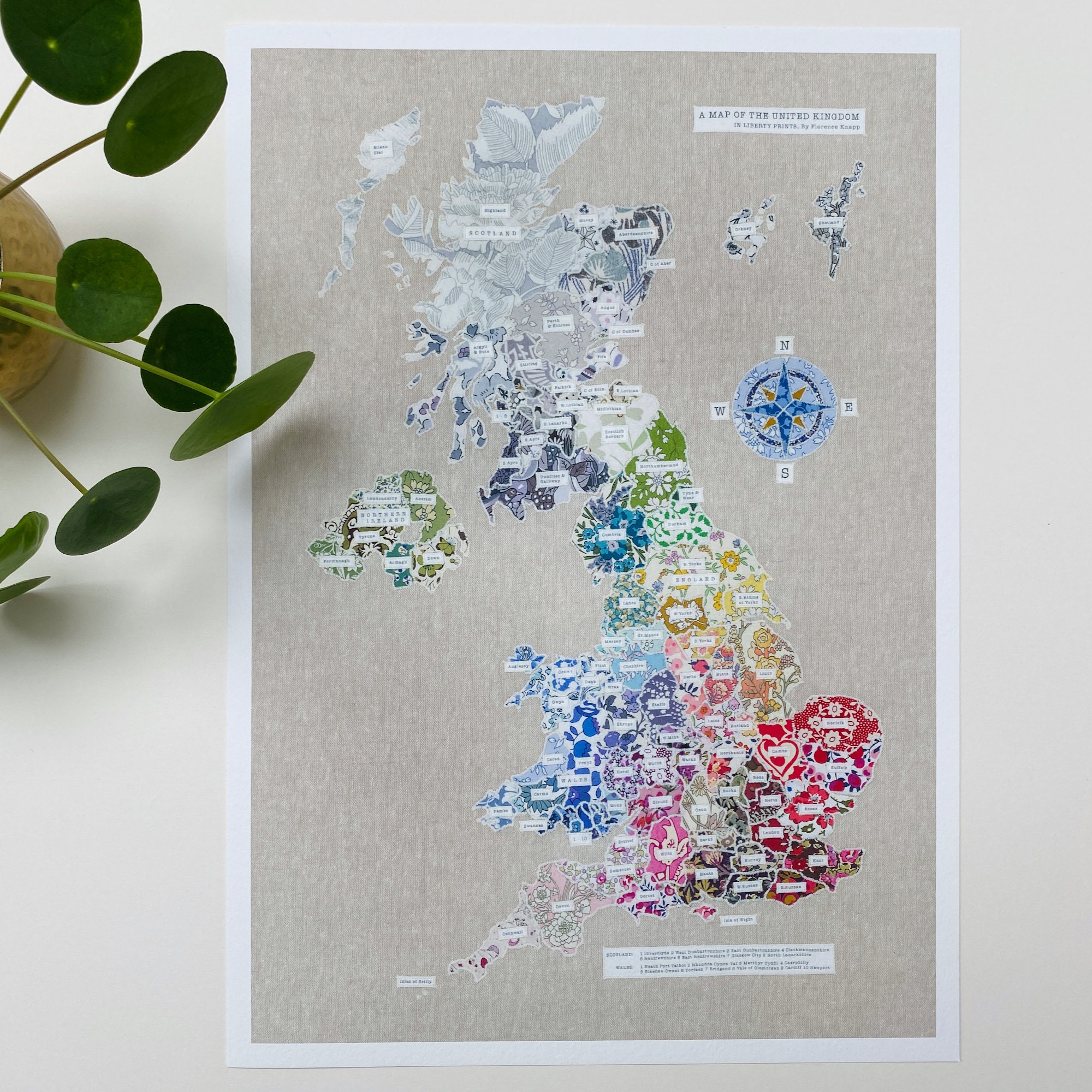 A3 Map of the UK Sewn in Liberty Tana Lawns Fine Art Giclée - Etsy UK