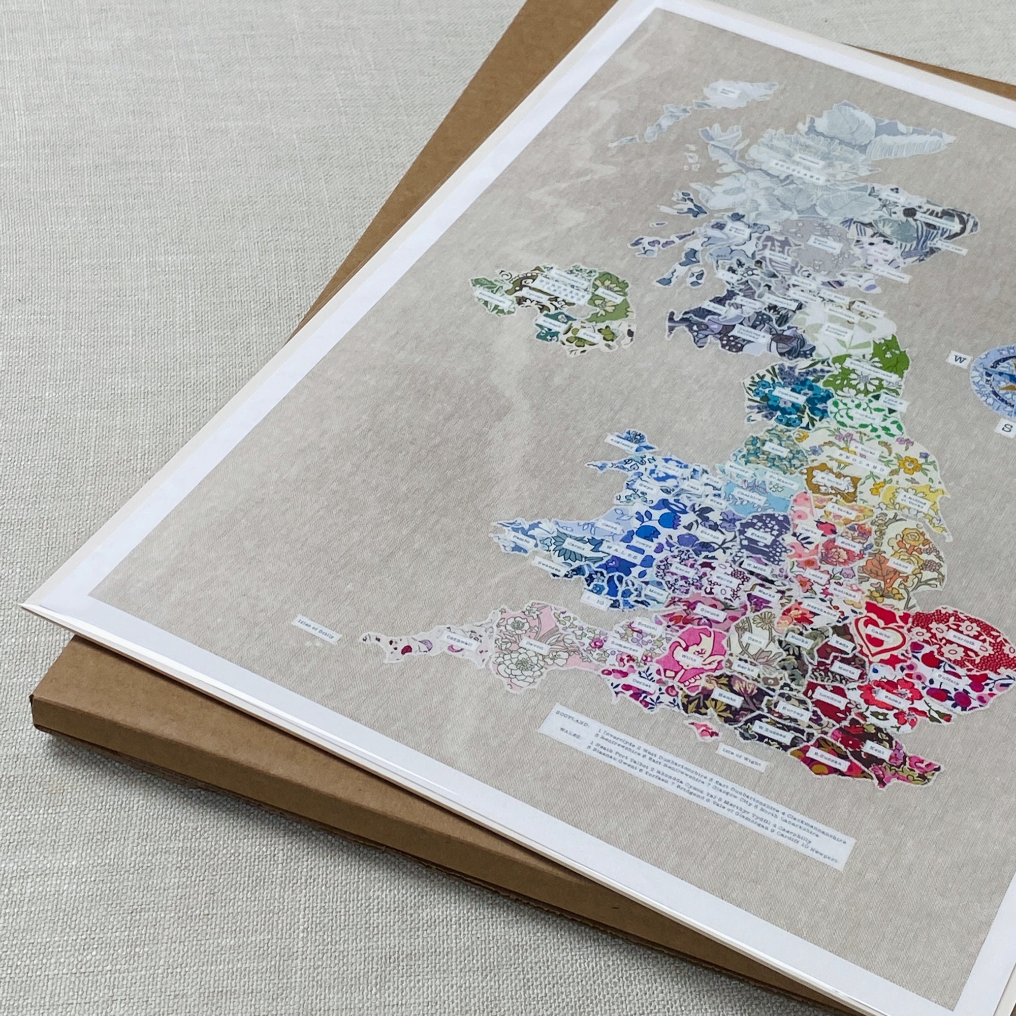 A3 Map of the UK Sewn in Liberty Tana Lawns Fine Art Giclée - Etsy UK