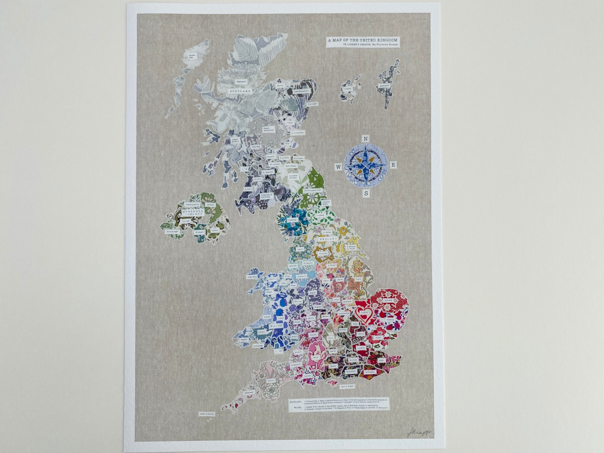 A3 Map of the UK Sewn in Liberty Tana Lawns Fine Art Giclée - Etsy UK