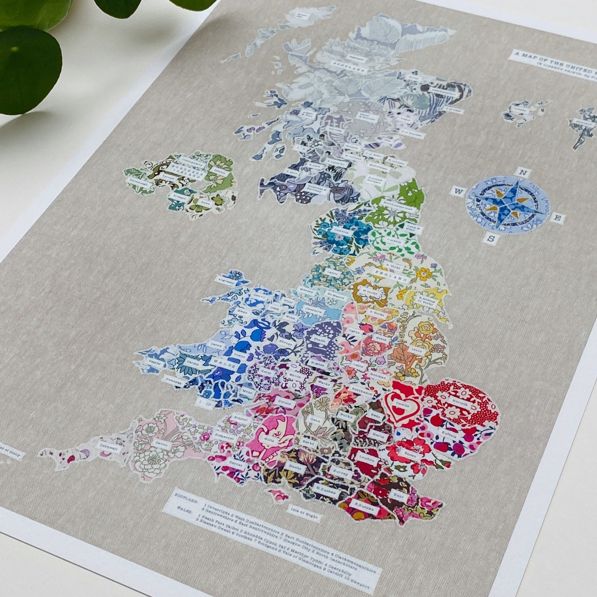 A3 Map of the UK Sewn in Liberty Tana Lawns Fine Art Giclée - Etsy UK
