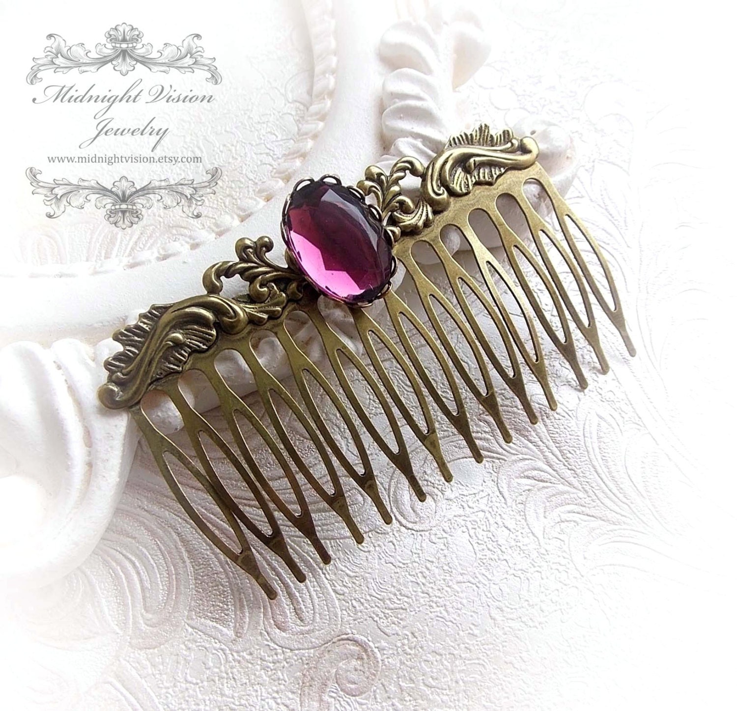 Vintage purple jewel hair comb gothic vintage renaissance hair | Etsy