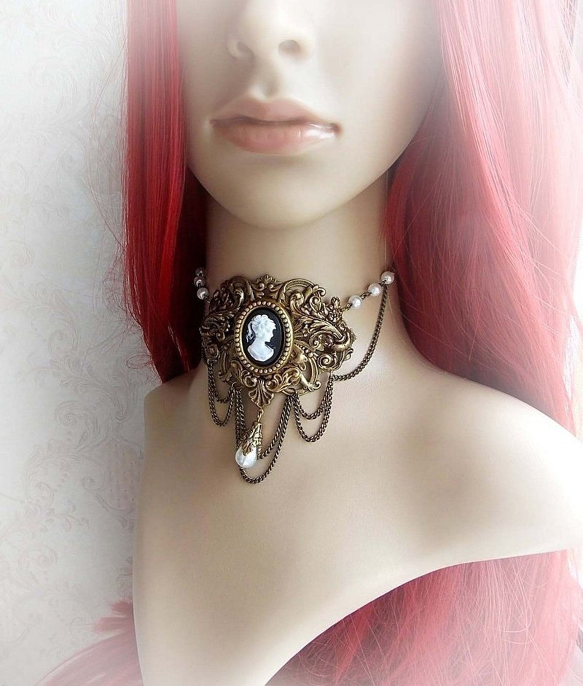 Cameo Baroque Choker Victorian Vintage Ornate Choker Aged | Etsy