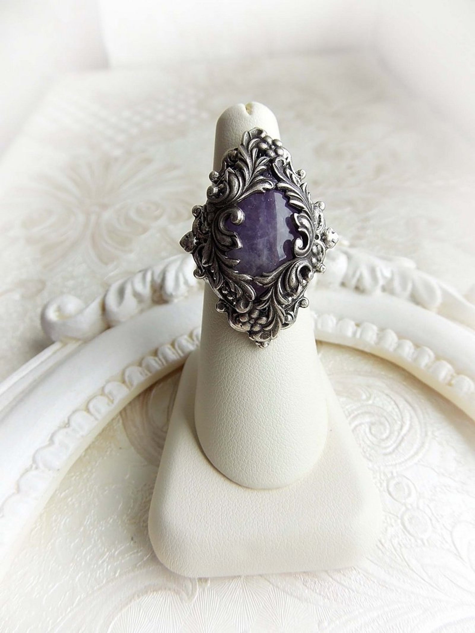 Gothic Victorian Ornate Ring With Amethyst Gemstone Baroque | Etsy