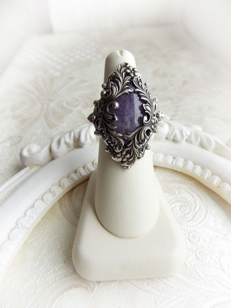 Gothic Victorian Ornate Ring With Amethyst Gemstone Baroque | Etsy