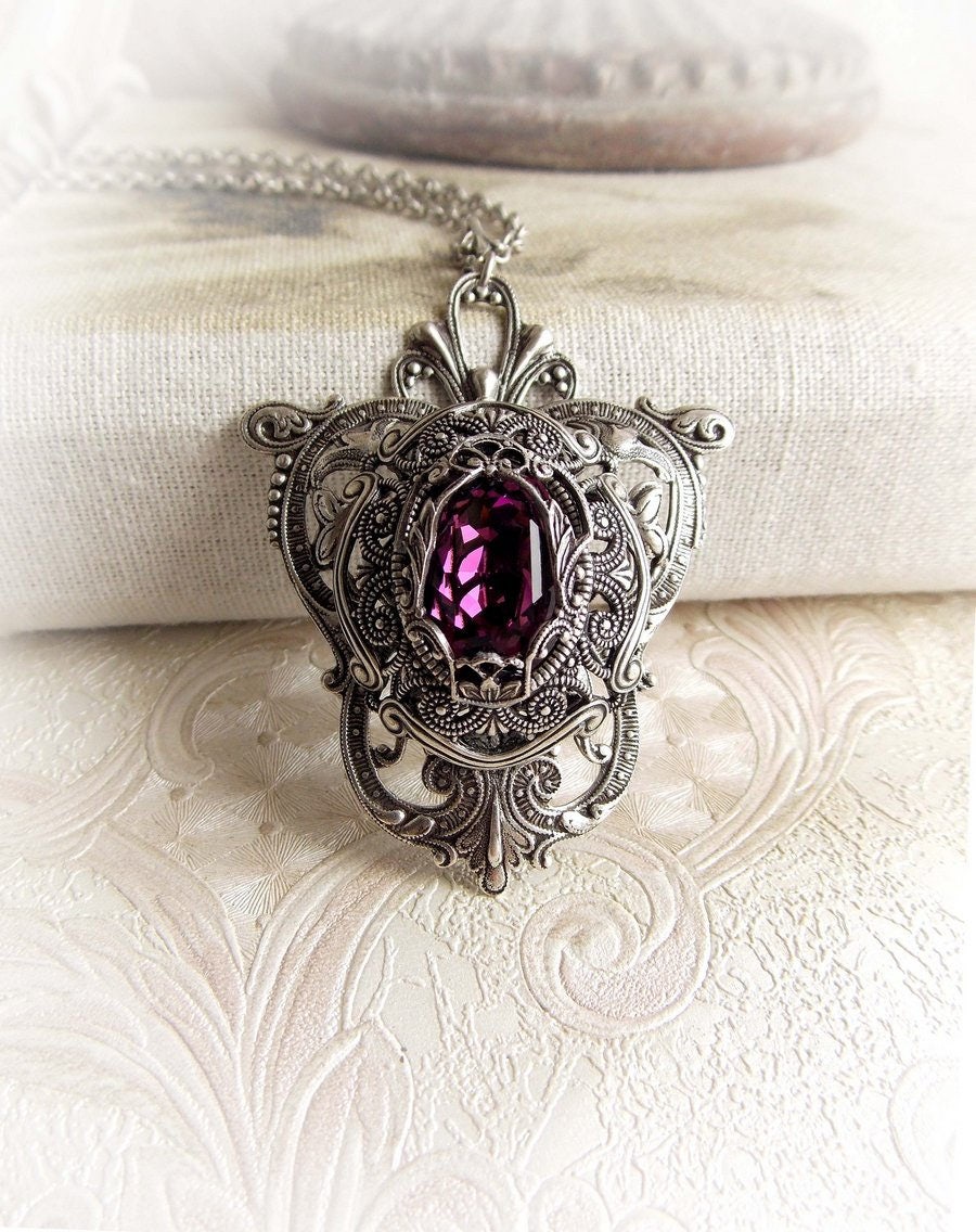 Gothic purple Swarovski crystal necklace bridal purple baroque | Etsy