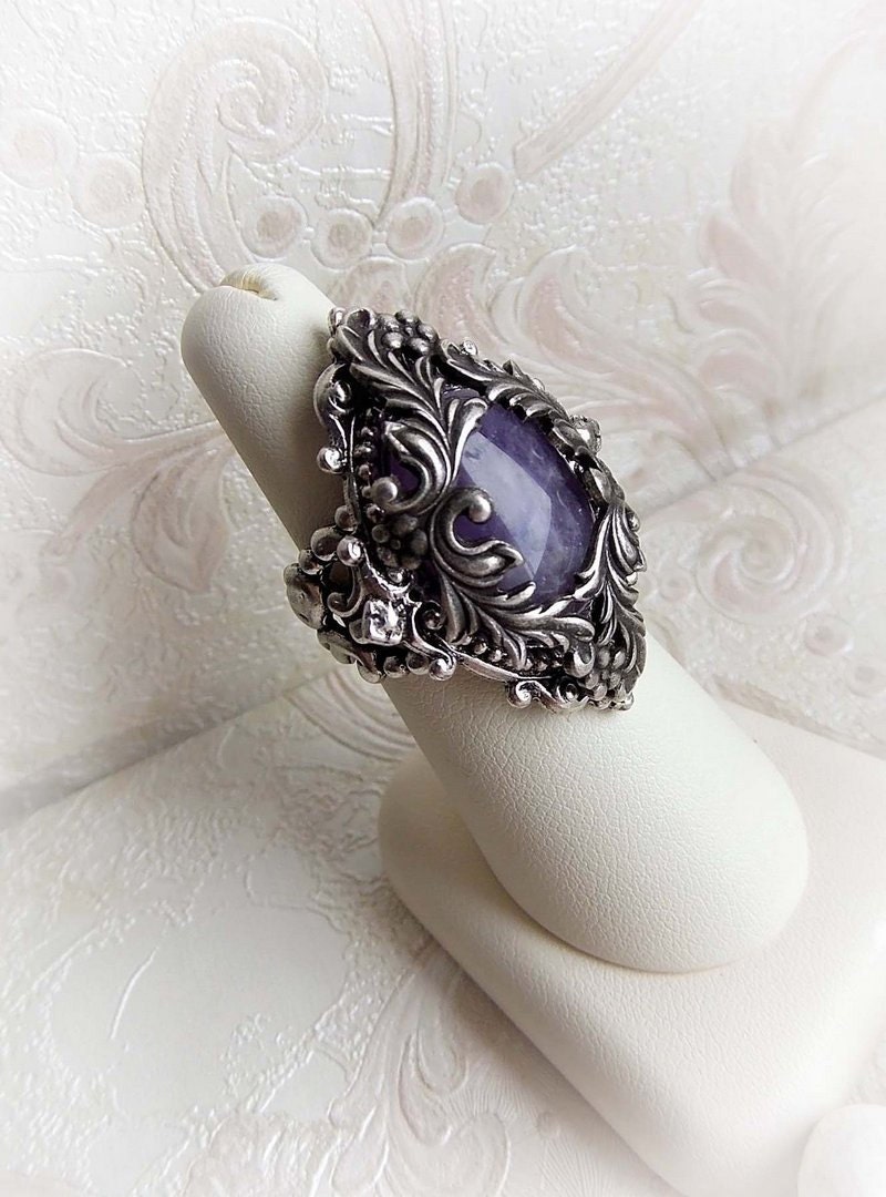 Gothic Victorian Ornate Ring With Amethyst Gemstone Baroque | Etsy