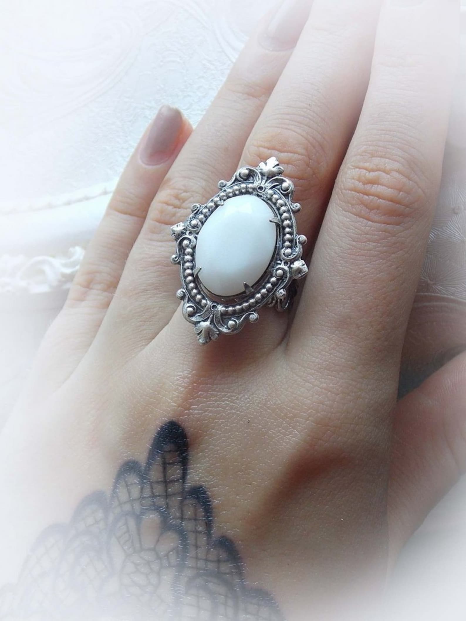 White Swarovski Crystal Ring Bridal Victorian Ring White Jewel | Etsy