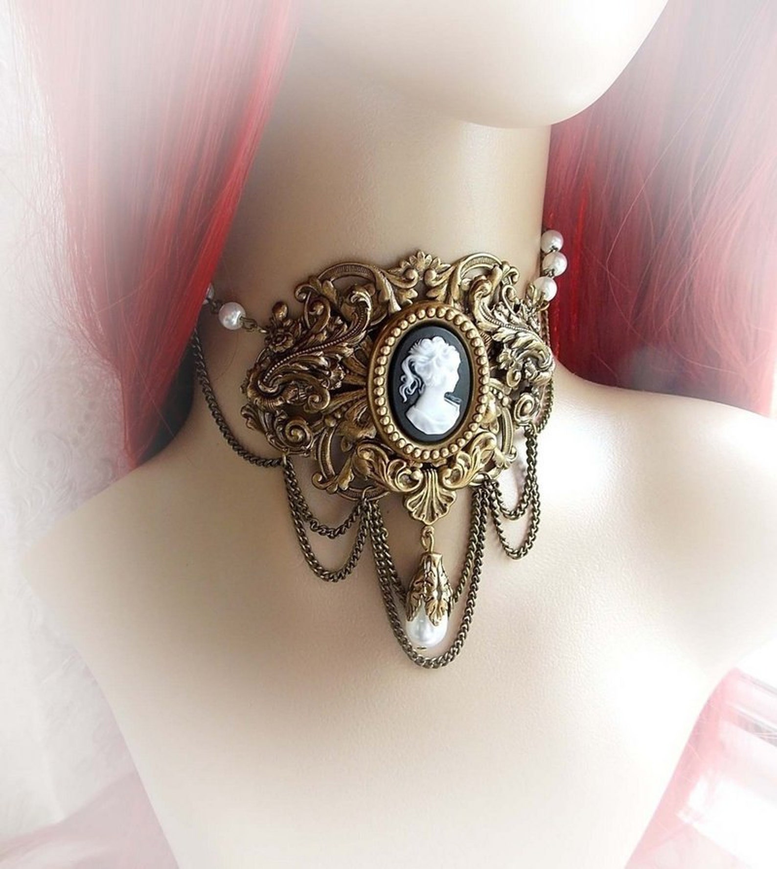 Cameo Baroque Choker Victorian Vintage Ornate Choker Aged | Etsy