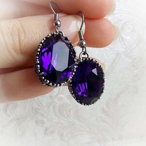 Purple Crystal Gothic Earrings: Victorian Bridal Queen Jewelry - Etsy