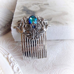 Medieval Ocean Blue Hair Comb Fantasy Blue Crystal Comb Renaissance ...