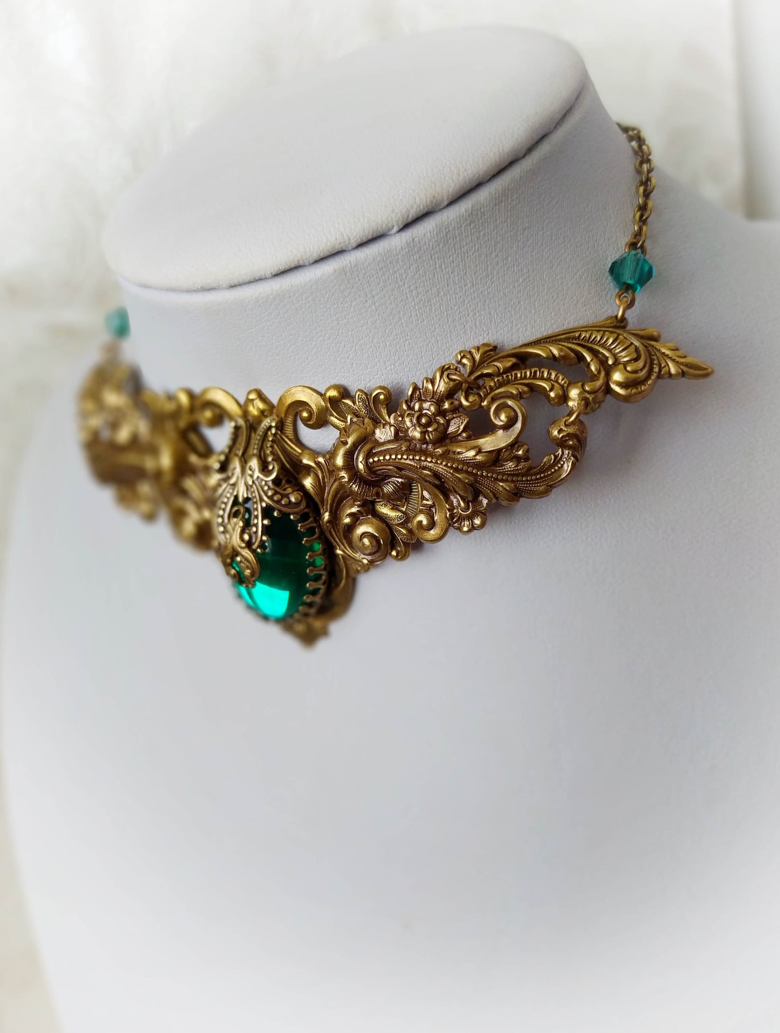 Renaissance Aged Brass Choker Green Baroque Choker Victorian - Etsy