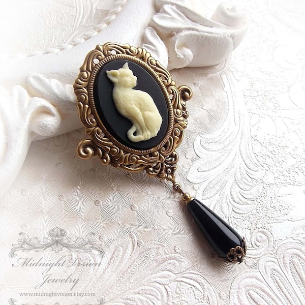 Cat Cameo Brooch - Etsy