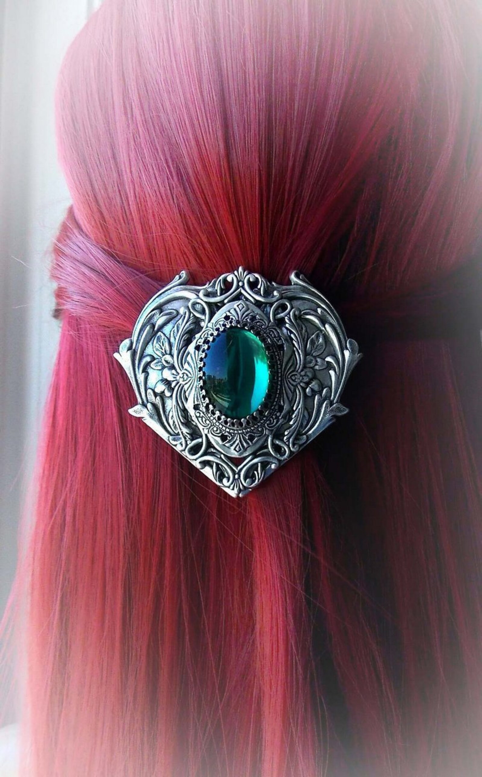 Gothic Green Jewel Hair Clip Gothic Medieval Hair Clip - Etsy Australia