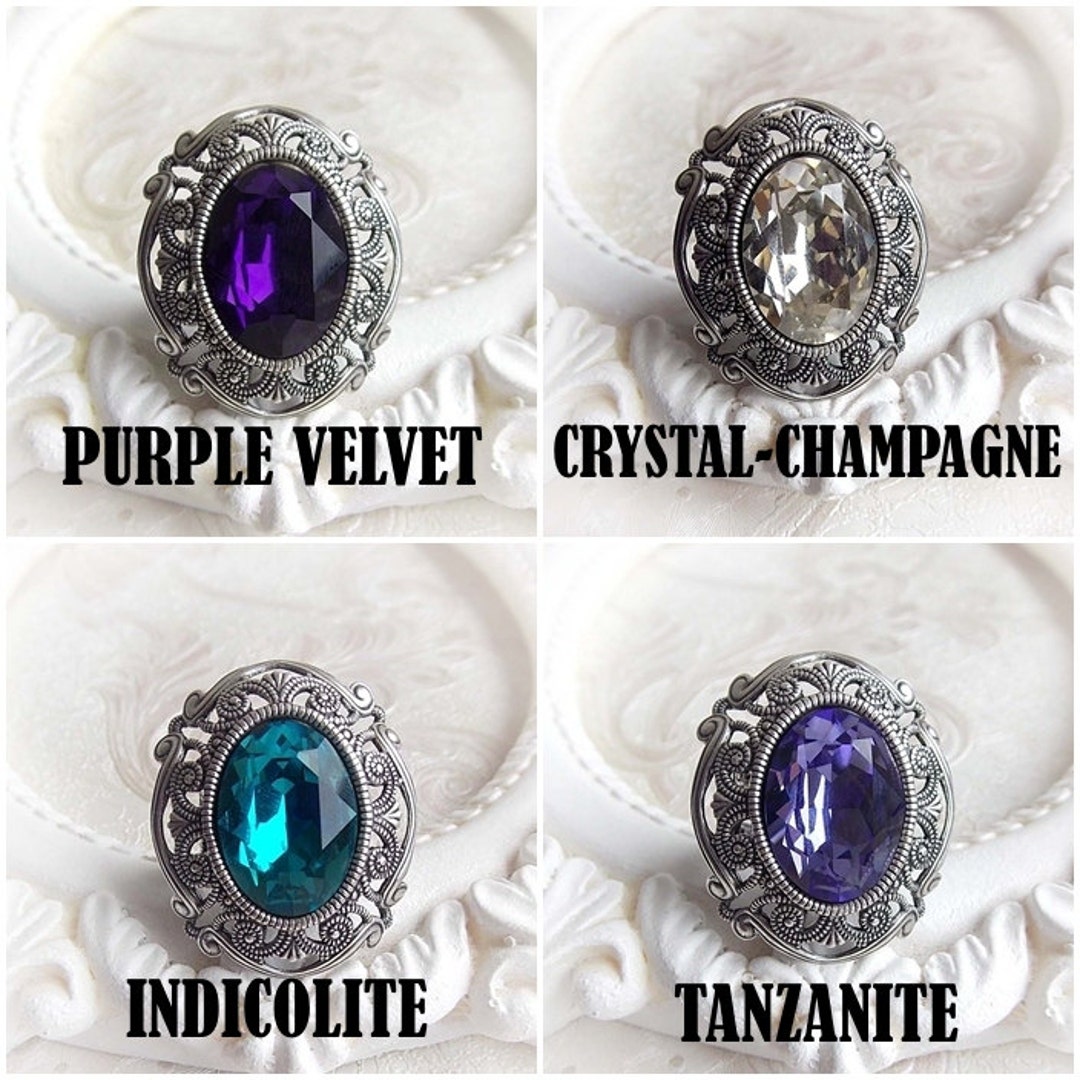 Gothic Medieval Swarovski Crystal Ring MORE CHOICES Gothic - Etsy