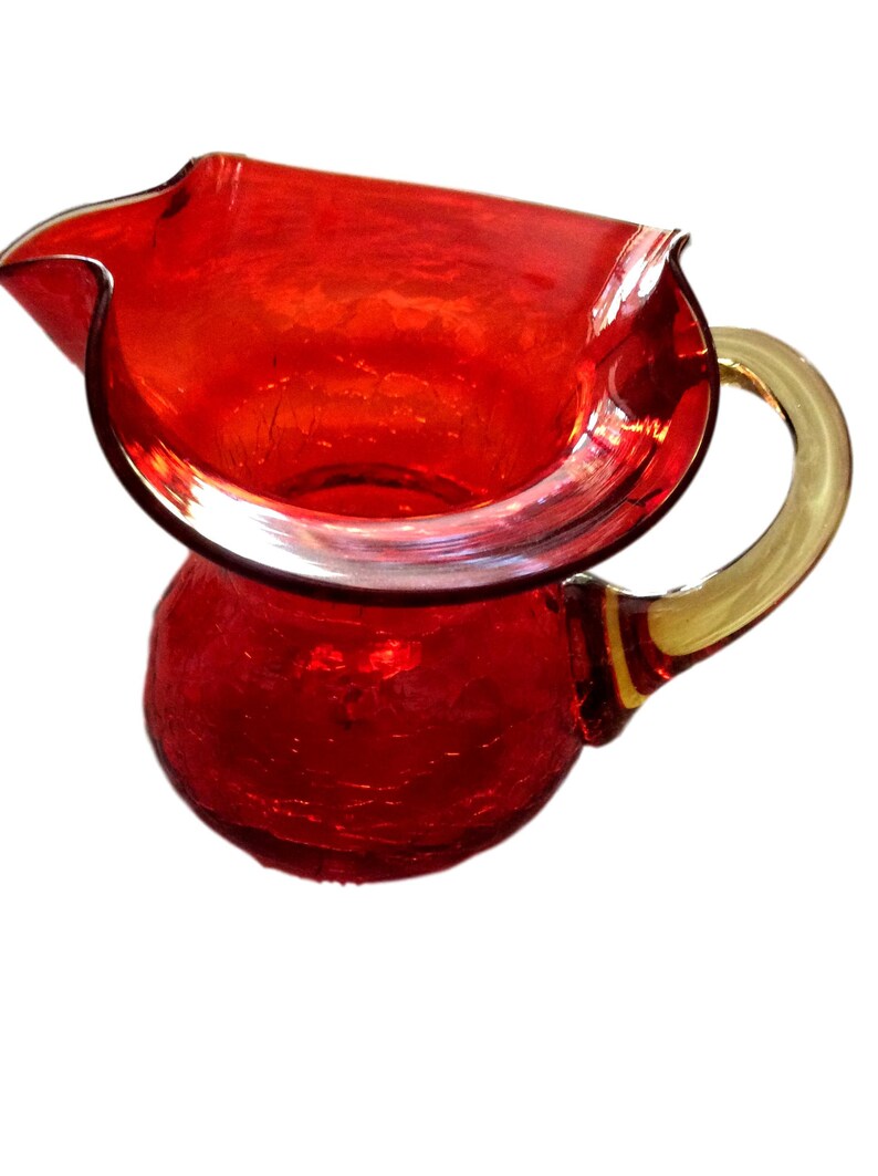 Blenko Art Glass Small Pitcher Amberina Crackle Glass - Etsy