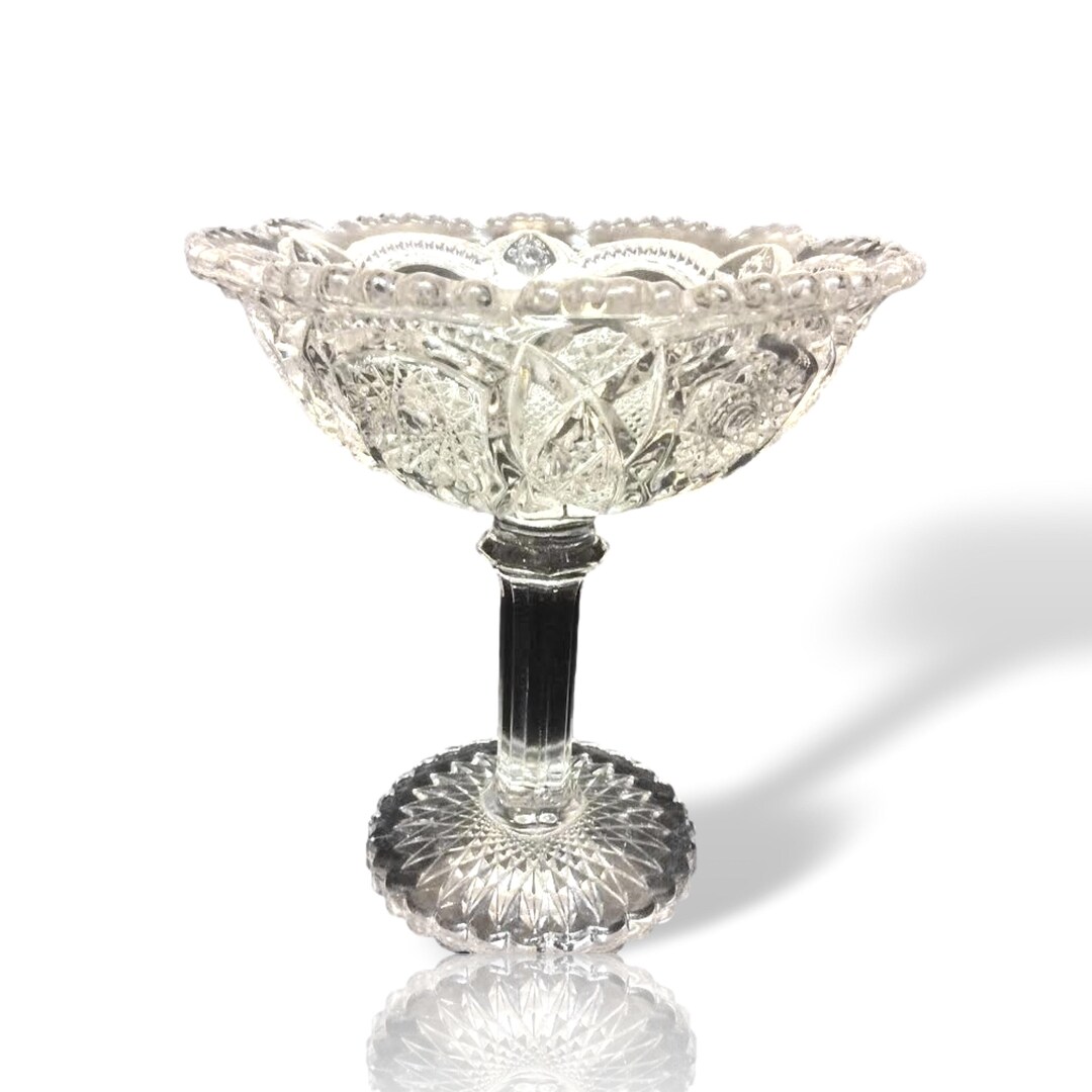 Indiana Glass Compote Dish Pressed Glass Birds Strawberries - Etsy