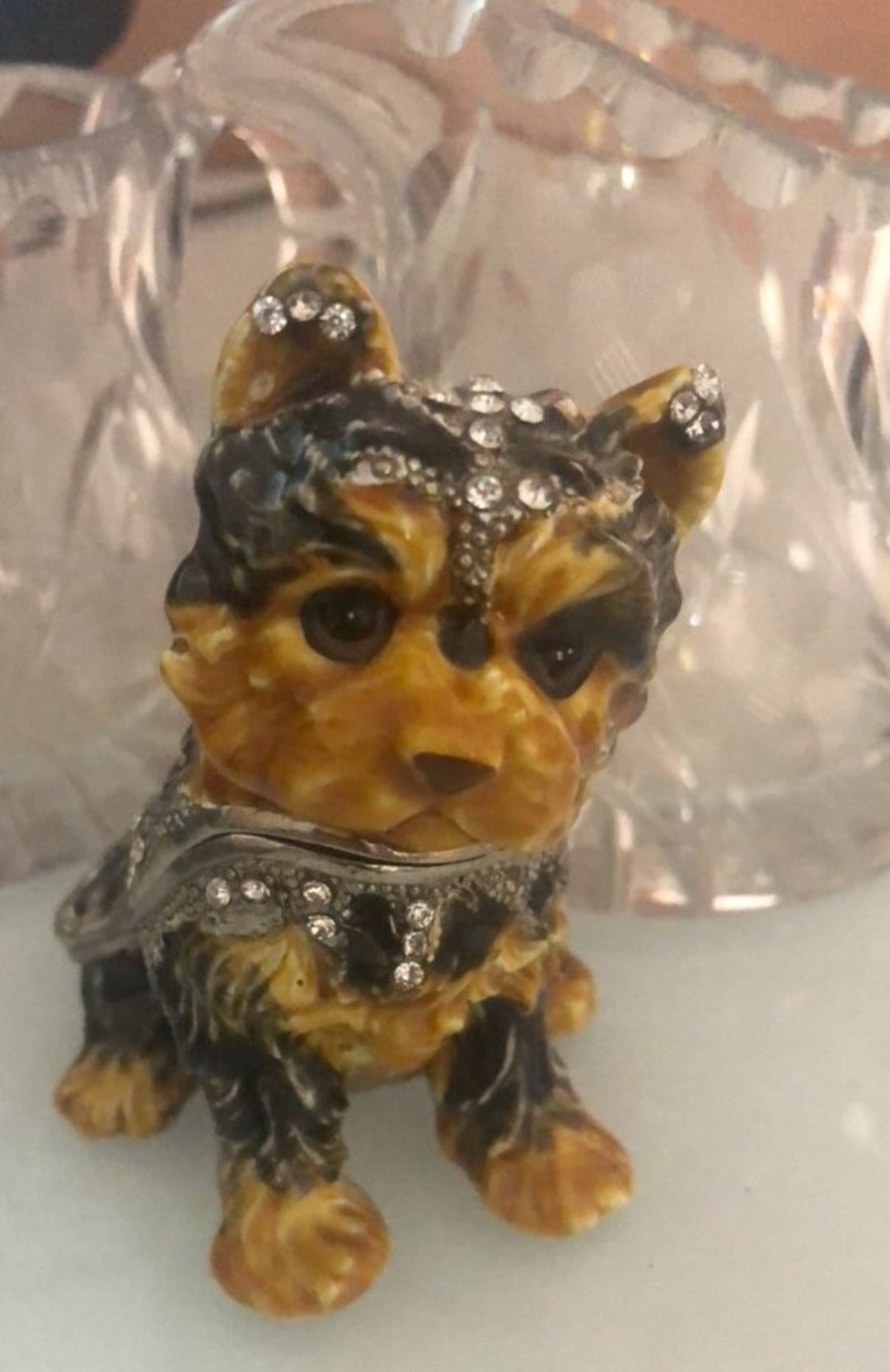Adorable Yorkie Dog Trinket Box Handcrafted Yorkshire Terrier Keepsake ...