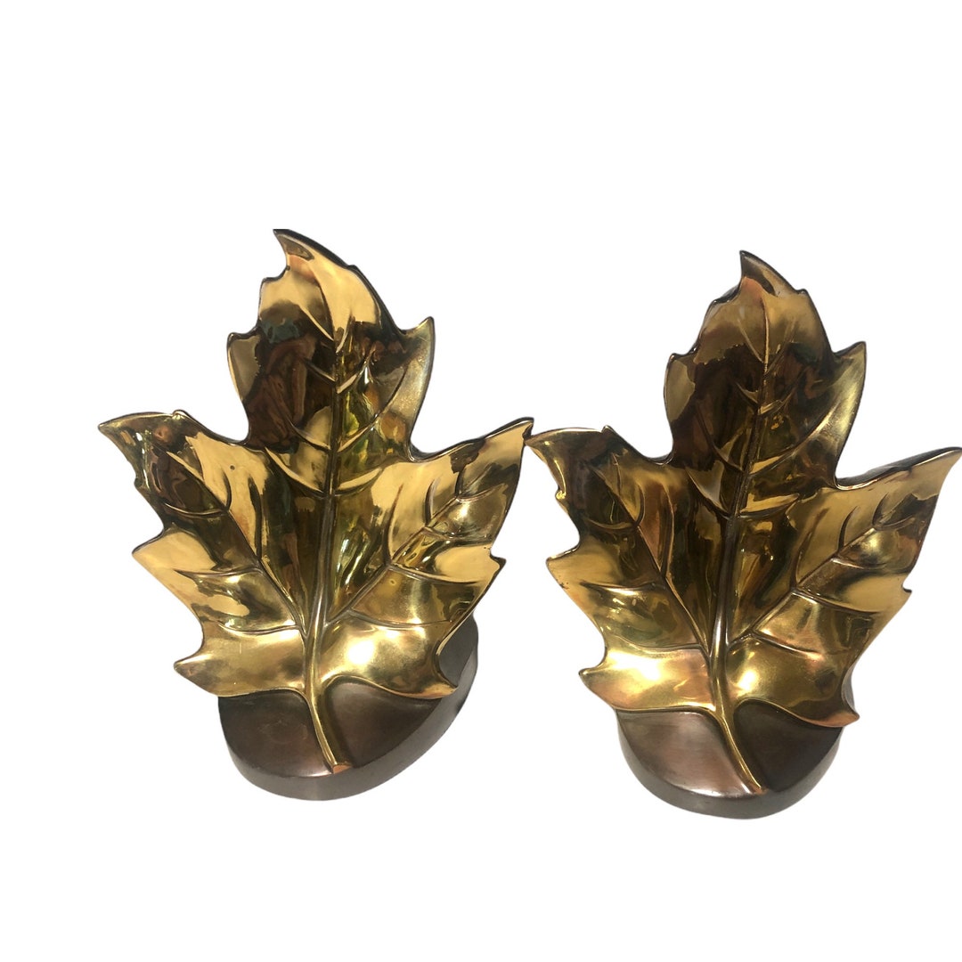 Pair of Brass Maple Leaf Shaped Vintage Bookends - PMC Philadelphia Mfg ...
