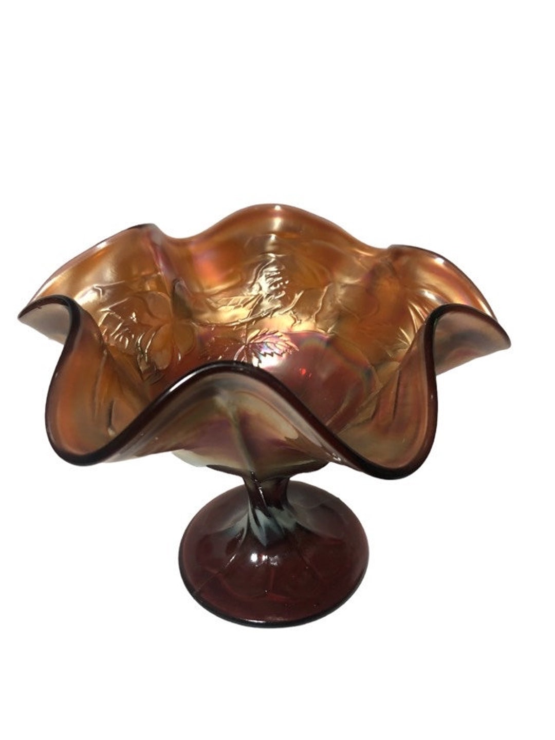 Vintage Fenton Glass Compote or Pedestal Dish - Etsy