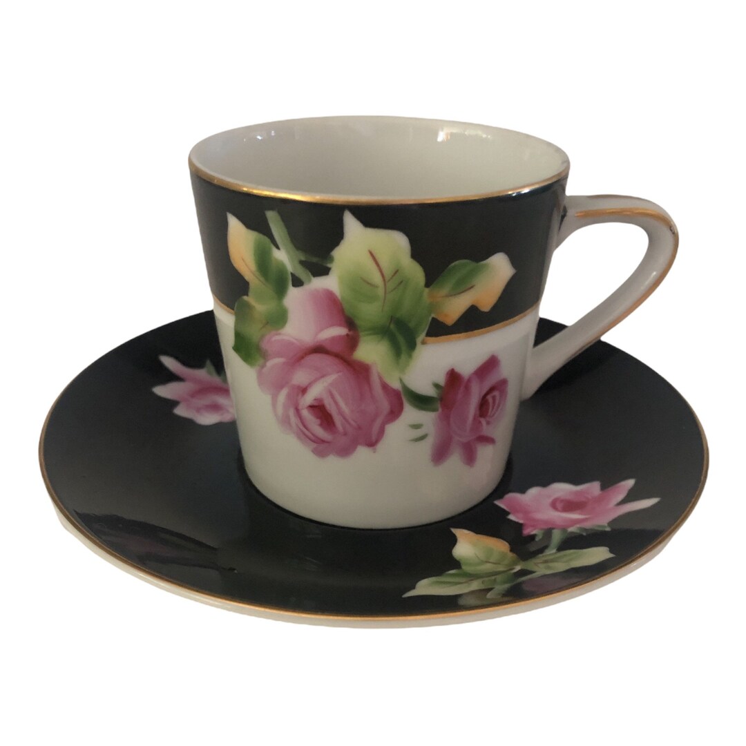 Boho Teacup and Saucer Set | Vintage Lefton Rose Cup & Saucer, Floral ...