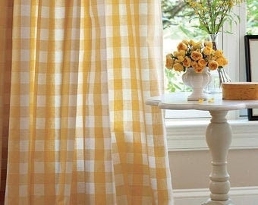 Yellow Buffalo Check Curtains - Etsy