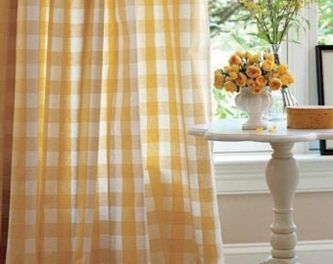 Yellow Buffalo Check Curtains - Etsy