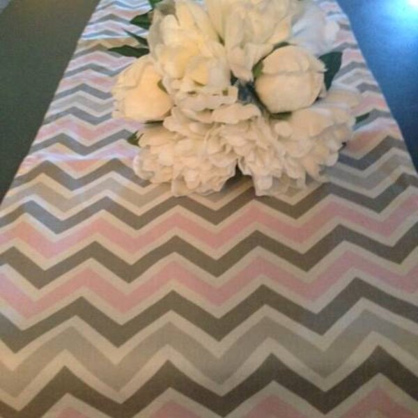 Gray Chevron Table Runner - Etsy