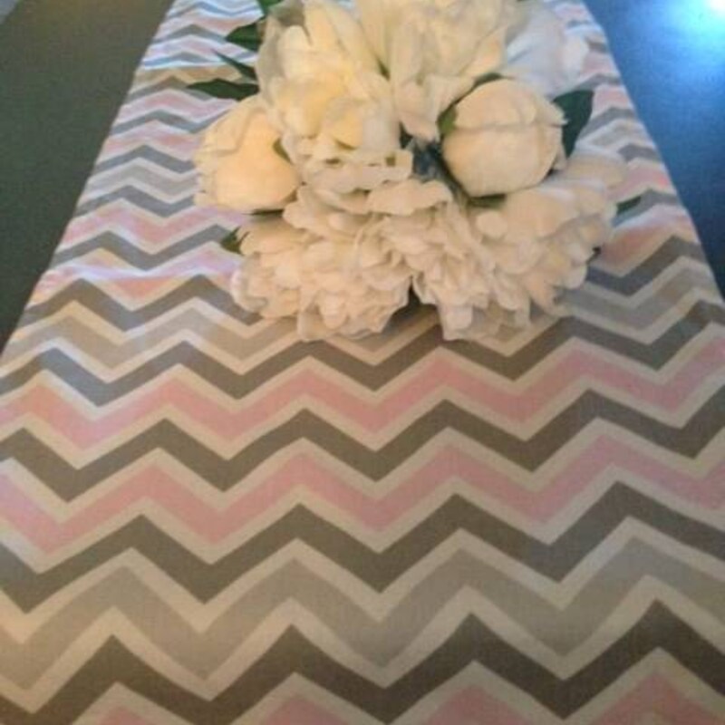 Gray Chevron Table Runner - Etsy