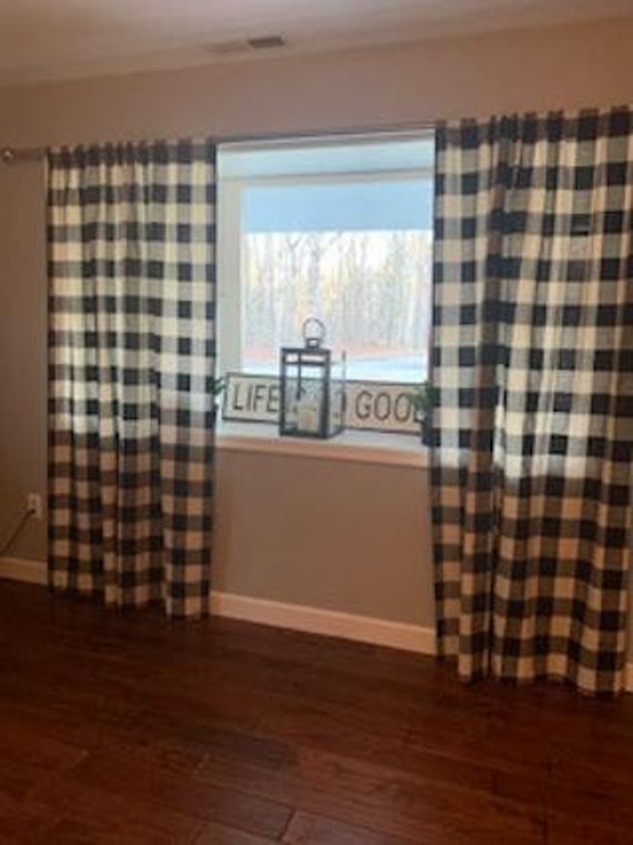 Cream Check Curtains Buffalo Checks Plaid In Sage Green On Cream