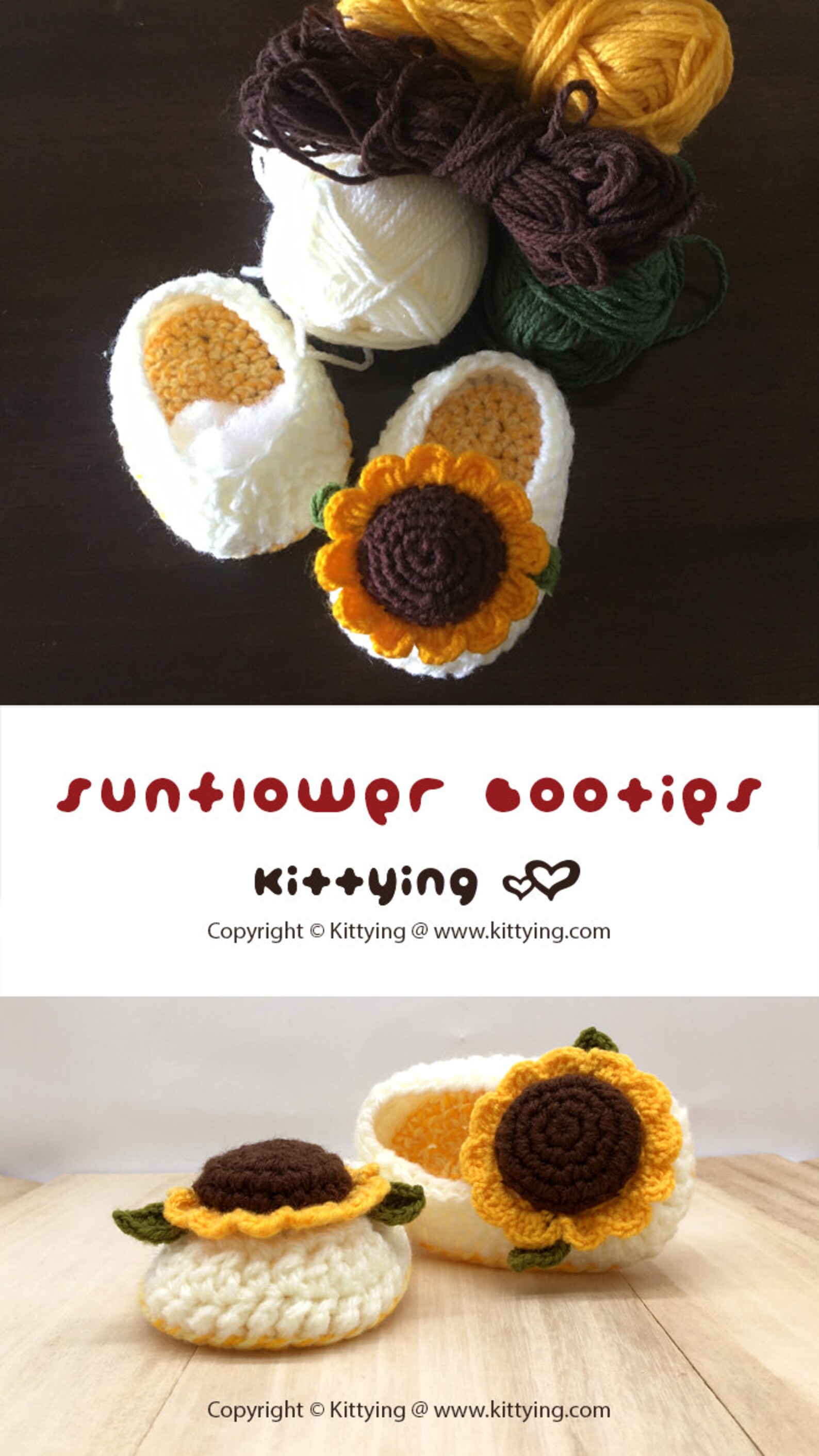 CROCHET PATTERN Sunflower Baby Booties Preemie Socks Newborn Booties ...