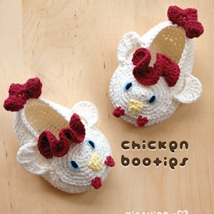 Chicken Crochet Baby Shoes Pattern Digital Download - Rooster Slip on ...