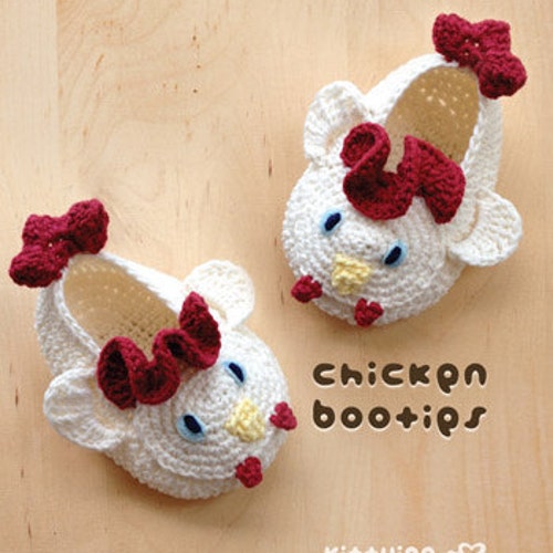Chicken Crochet Baby Shoes Pattern Digital Download Rooster | Etsy