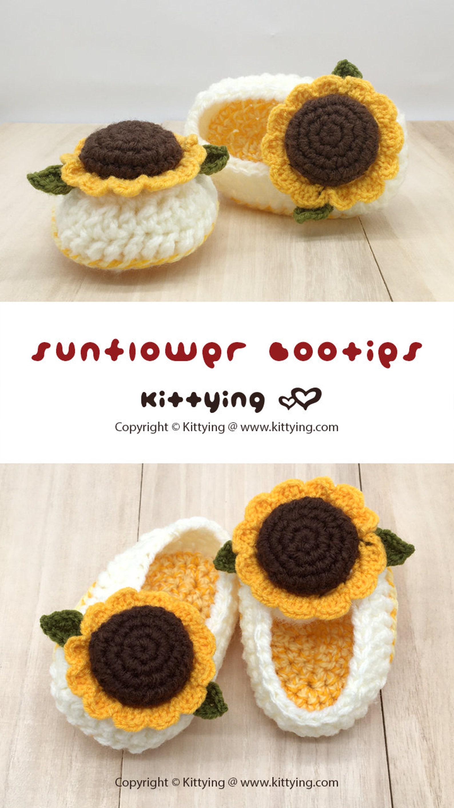 CROCHET PATTERN Sunflower Baby Booties Preemie Socks Newborn Booties ...