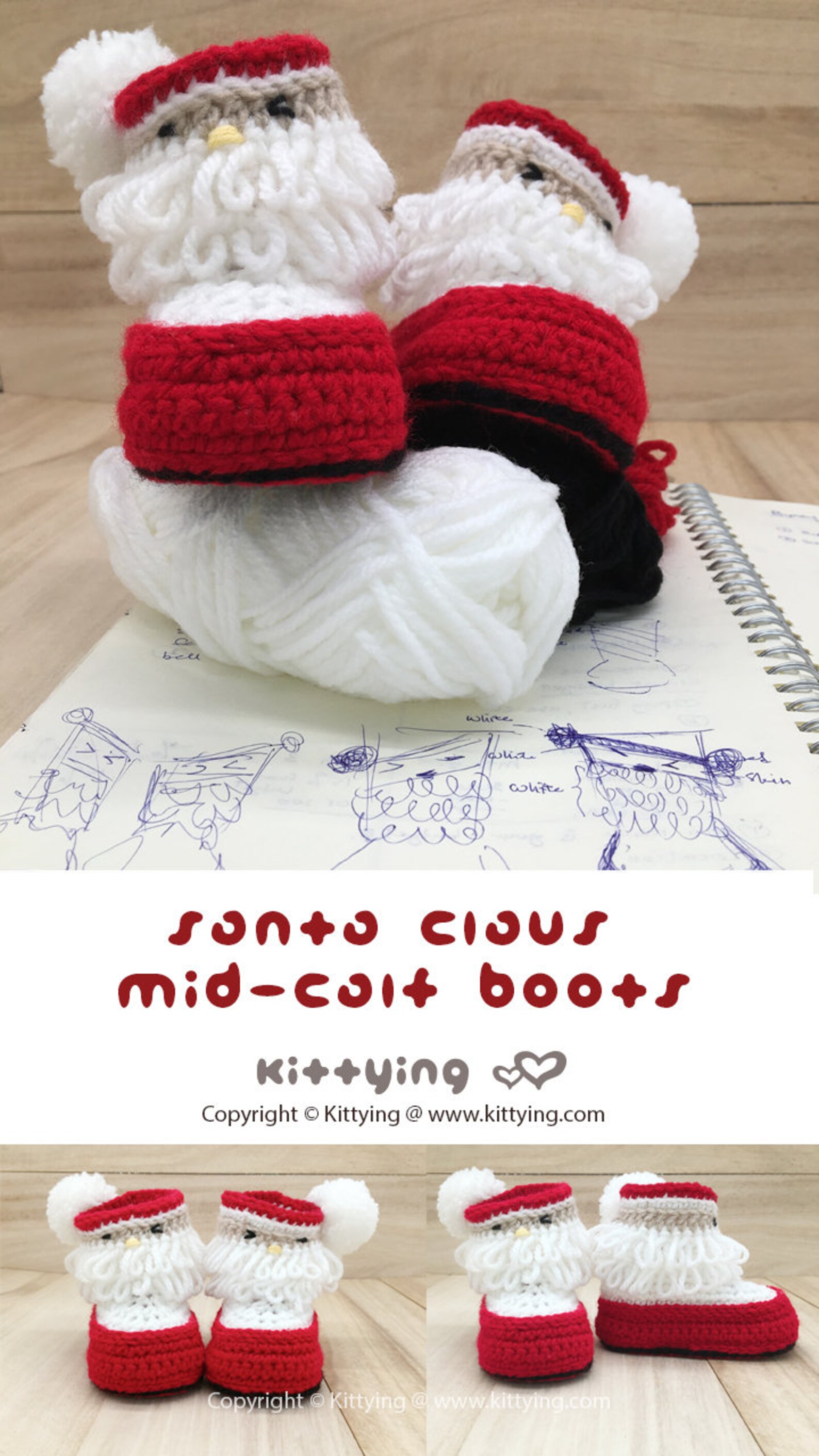 Santa Crochet Baby Booties Pattern Christmas Crochet Pattern - Etsy