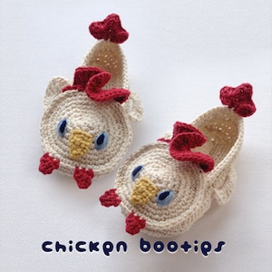 Crochet Pattern - Chicken Toddler Booties Size 4, 6, 7, 8, 9 Rooster ...