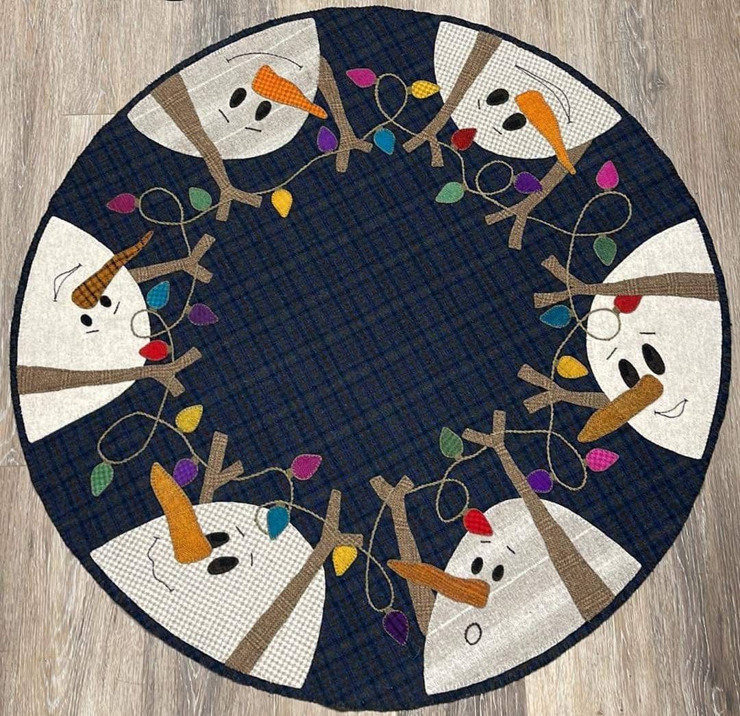 JOLLY & BRIGHT MAT Kit Tree Skirt Winter Christmas Patchwork Applique ...