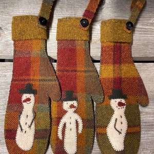 SNOWMEN MITTENS Set of 3 Kit Patchwork Applique Hand Stitching - Etsy