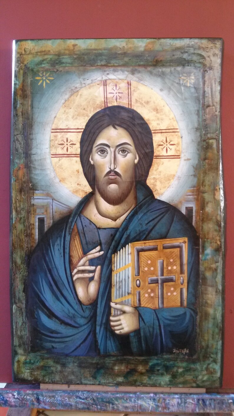 Jesus Christ Icon Pantocrator /hand Made/ Greek Orthodox Icon - Etsy