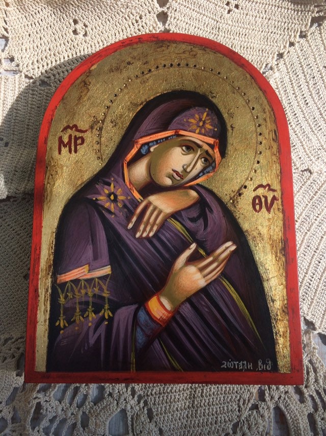 Virgin Mary Icon Eastern Orthodox Icon Handmade Iconreligious - Etsy