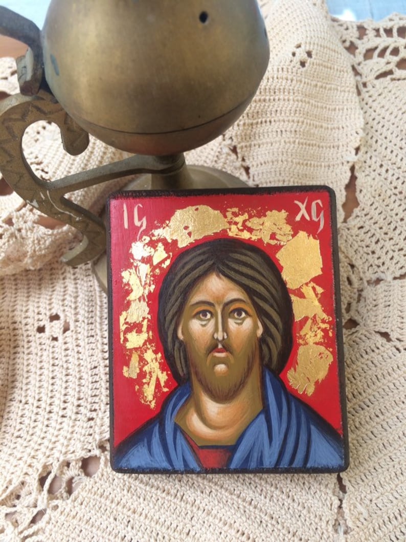Jesus Christ Icon Greek Orthodox Icon Handmade Painting Byzantine Art ...