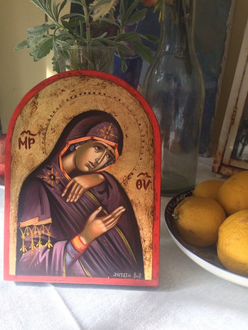 Virgin Mary Icon Eastern Orthodox Icon Handmade Iconreligious - Etsy