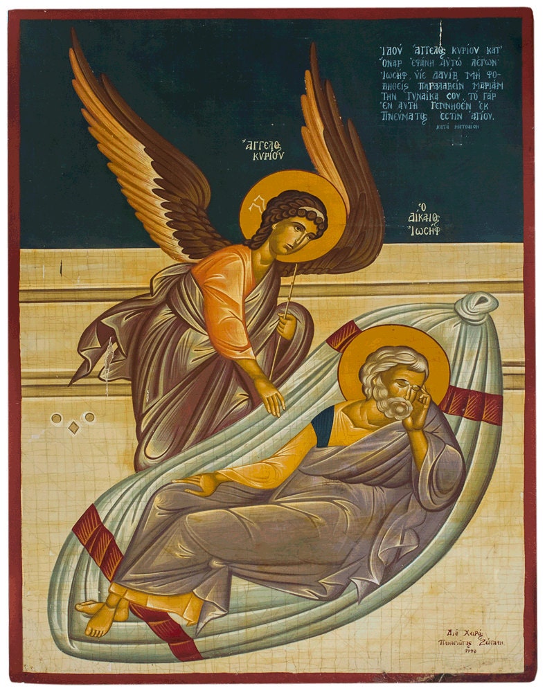 Icono de San José. Icono bizantino ortodoxo griego sobre madera ...