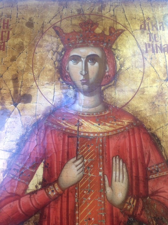 Saint Catherine Icon .an Orthodox Icon Byzantine Art Handmade - Etsy