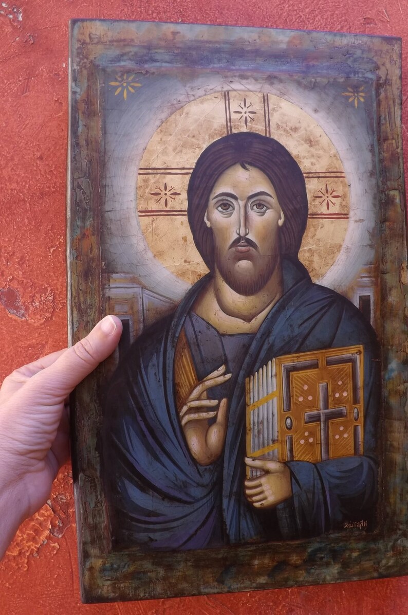 Jesus Christ Icon Pantocrator /hand Made/ Greek Orthodox Icon - Etsy
