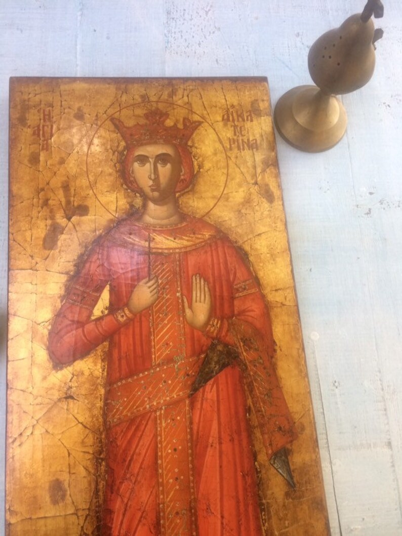 Saint Catherine Icon .an Orthodox Icon Byzantine Art Handmade - Etsy