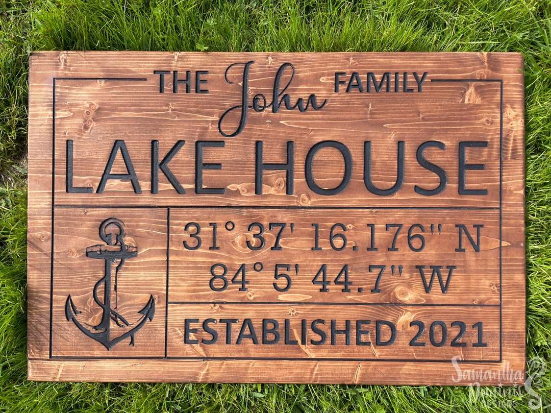 Lake House Coordinate Family Sign - Etsy