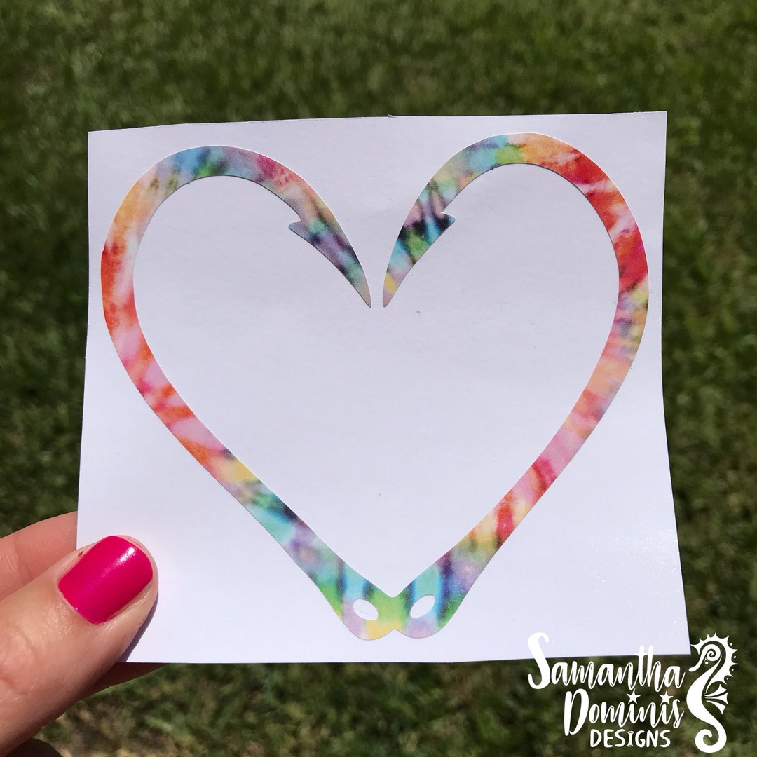 Fish Hook Heart Decal - Etsy
